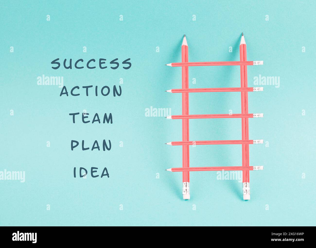 Ladder of success, having an idea, planning a strategy, teamwork for ...