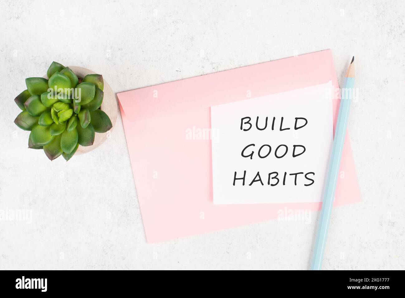 The words build good habits are standing on a paper, change lifestyle ...