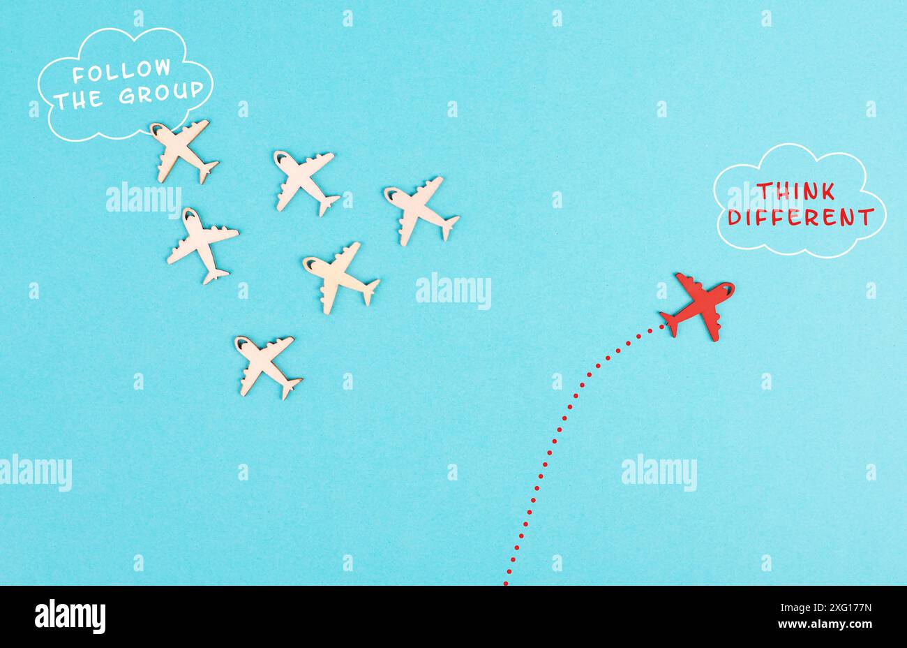 Airplanes following the group, red plane thinks different and takes the ...