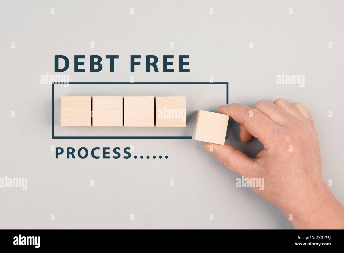 The words debt free in process are standing next to the loading bar ...