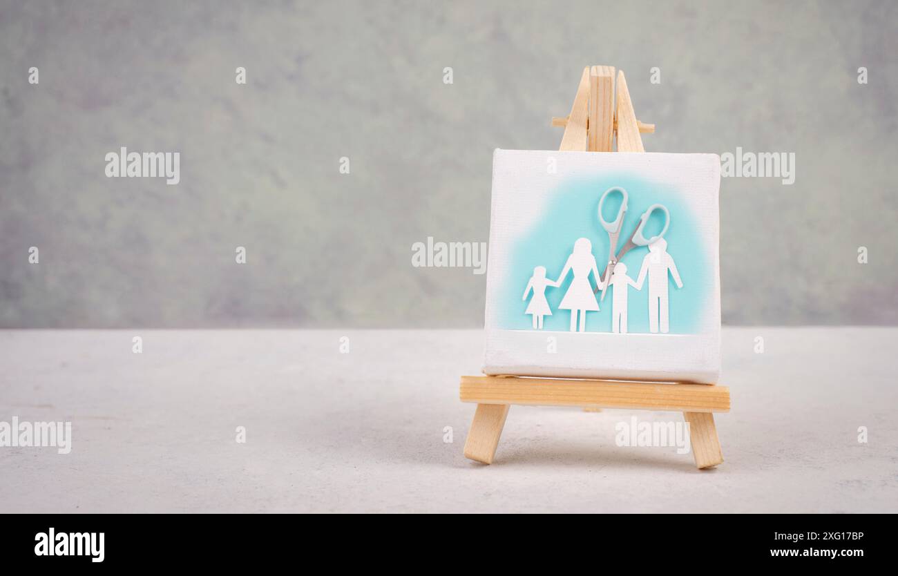 Divored parents, custody battle for the children, scissors cut the ...