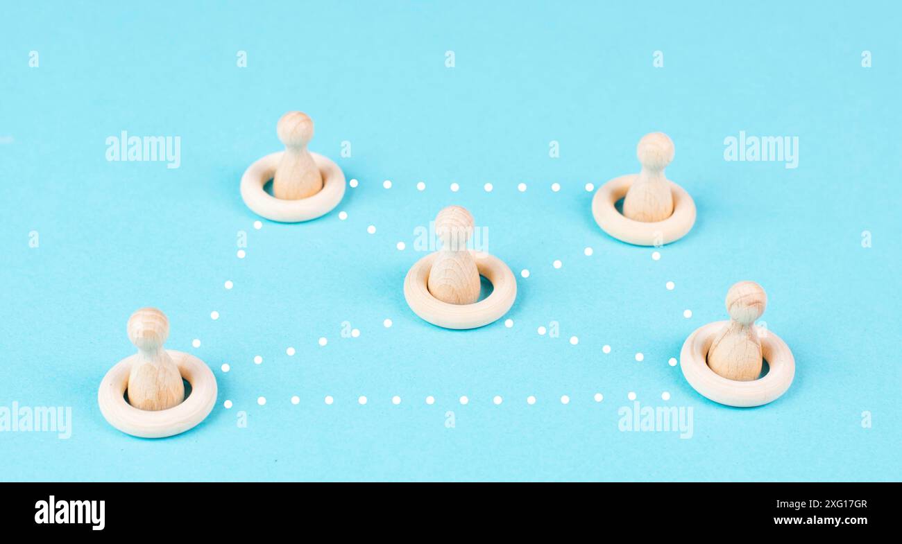 Group of people connecting through a web, business networking ...