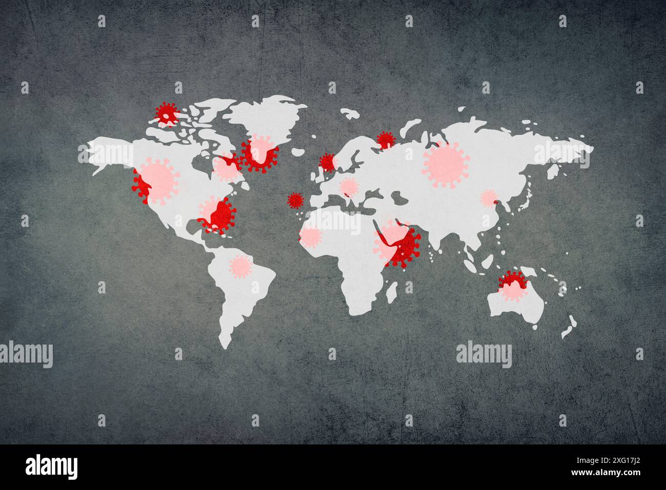 World map, outbreak of a virus, infectious disease spreading, worldwide ...
