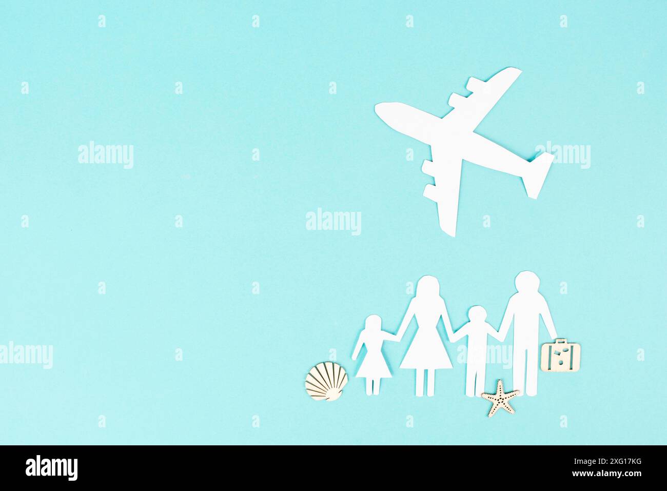 Family is going on vacation with an airplane, taking a flight for a ...