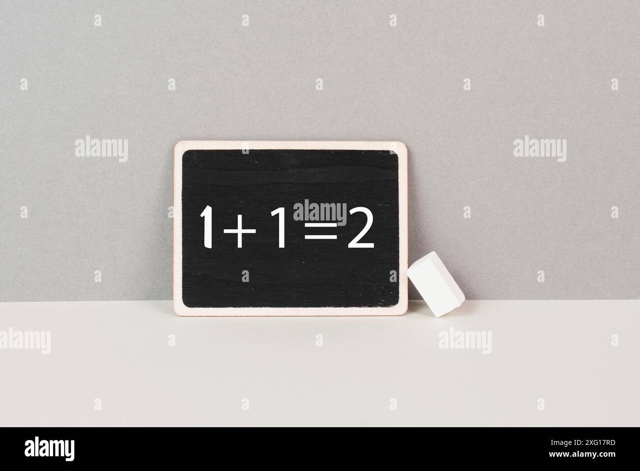 Chalkboard with math equation of the first grade, back to school and ...