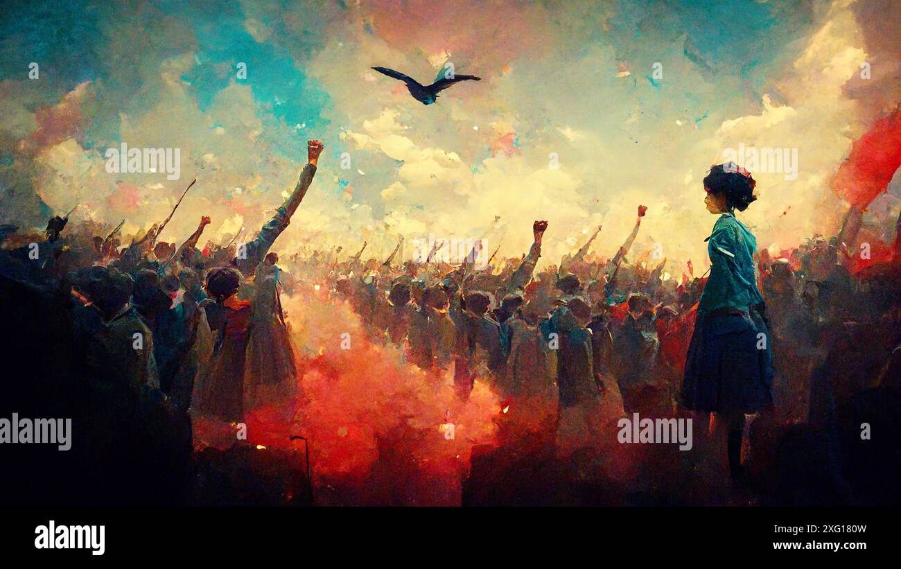 Illustration of a protest for freedom, human rights, demonstration for ...