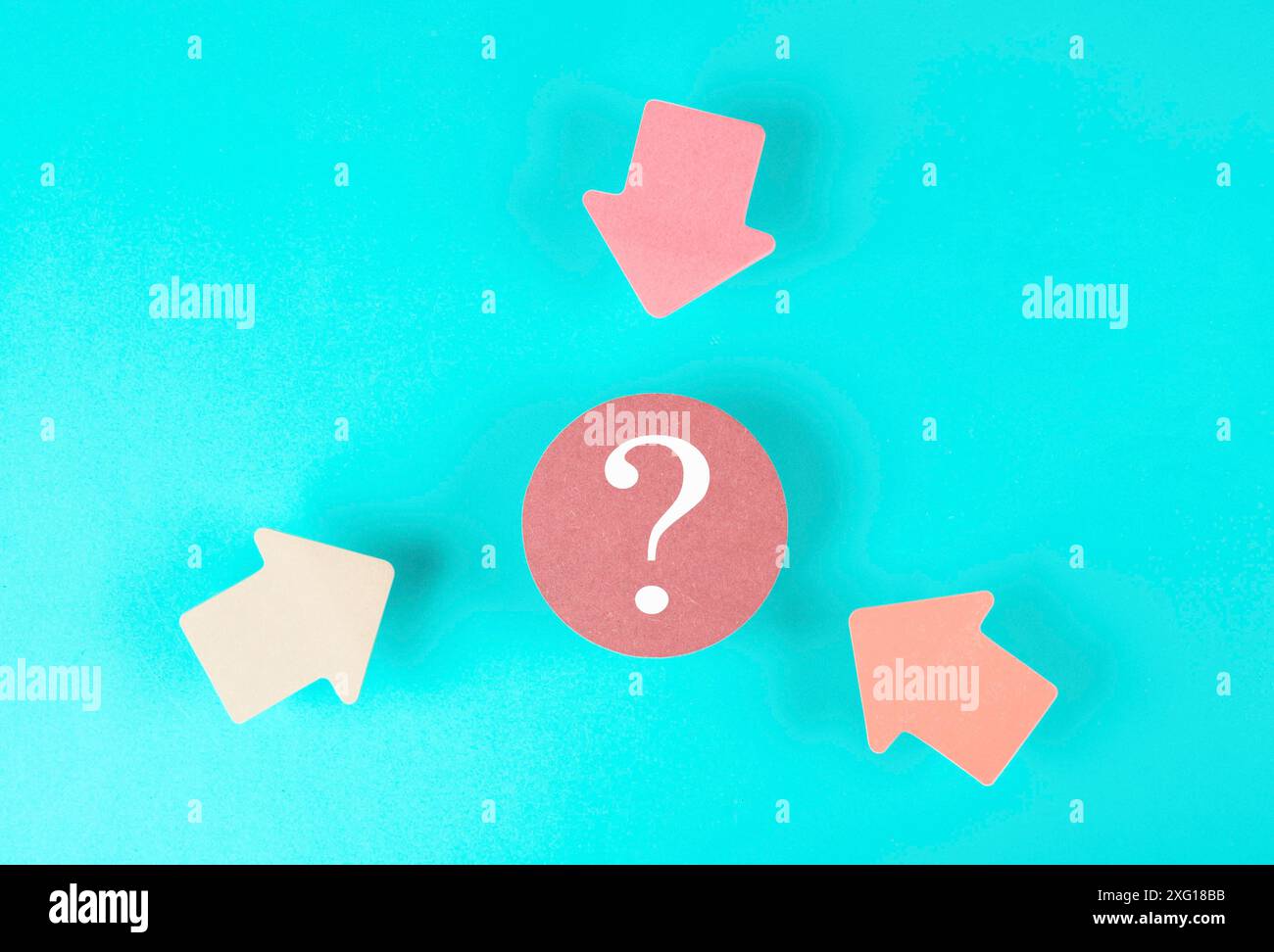 Arrows pointing to a question mark in the middle looking for an answer ...