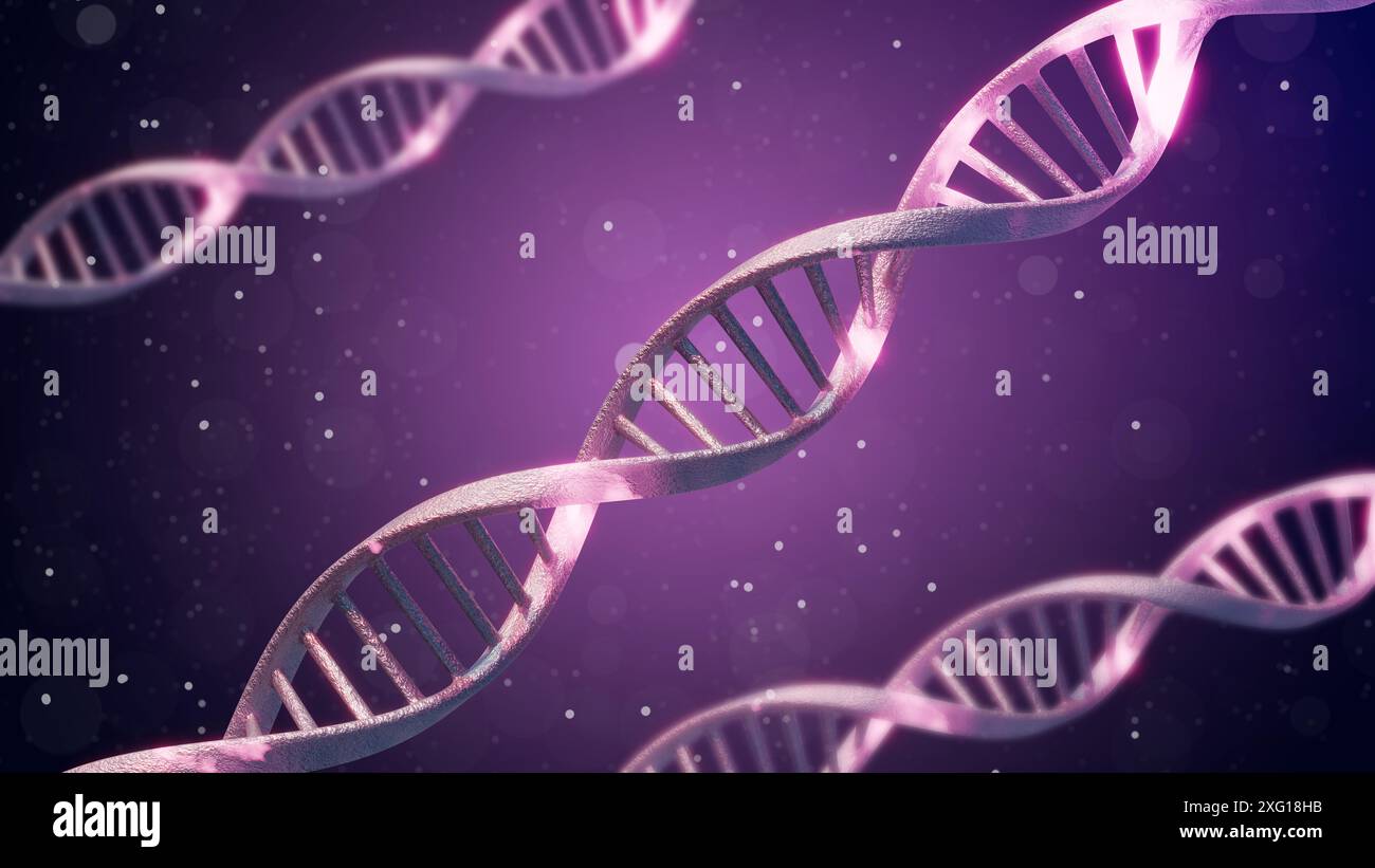 Illustrations of DNA on violet gradient background, banner design ...
