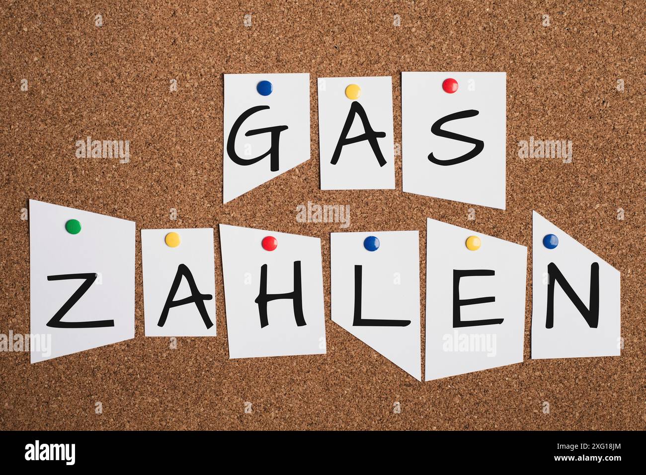 Paying for gas is standing in german language on the bulletin board ...