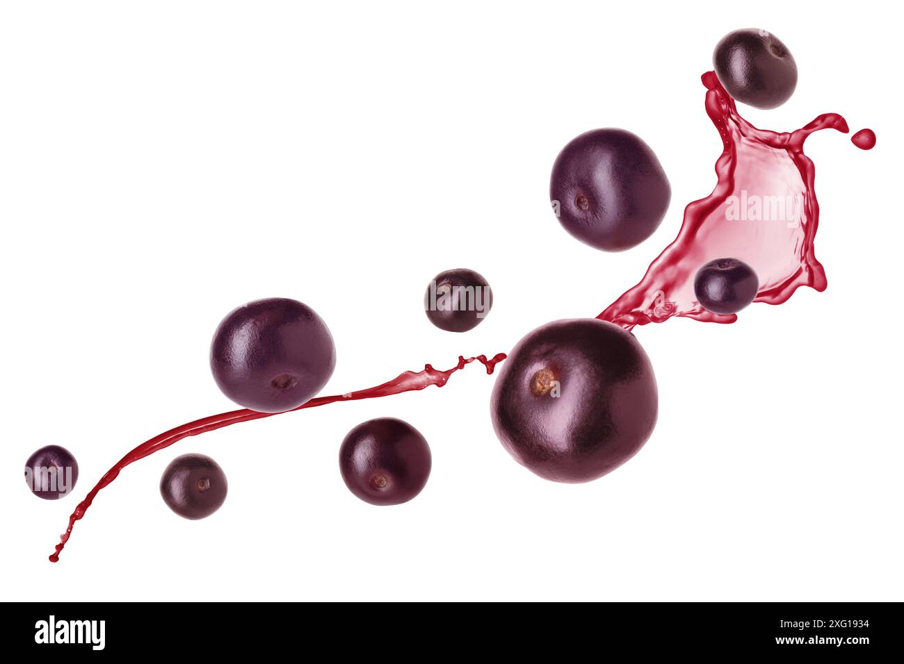 Acai berries and splash of juice in air on white background Stock Photo ...