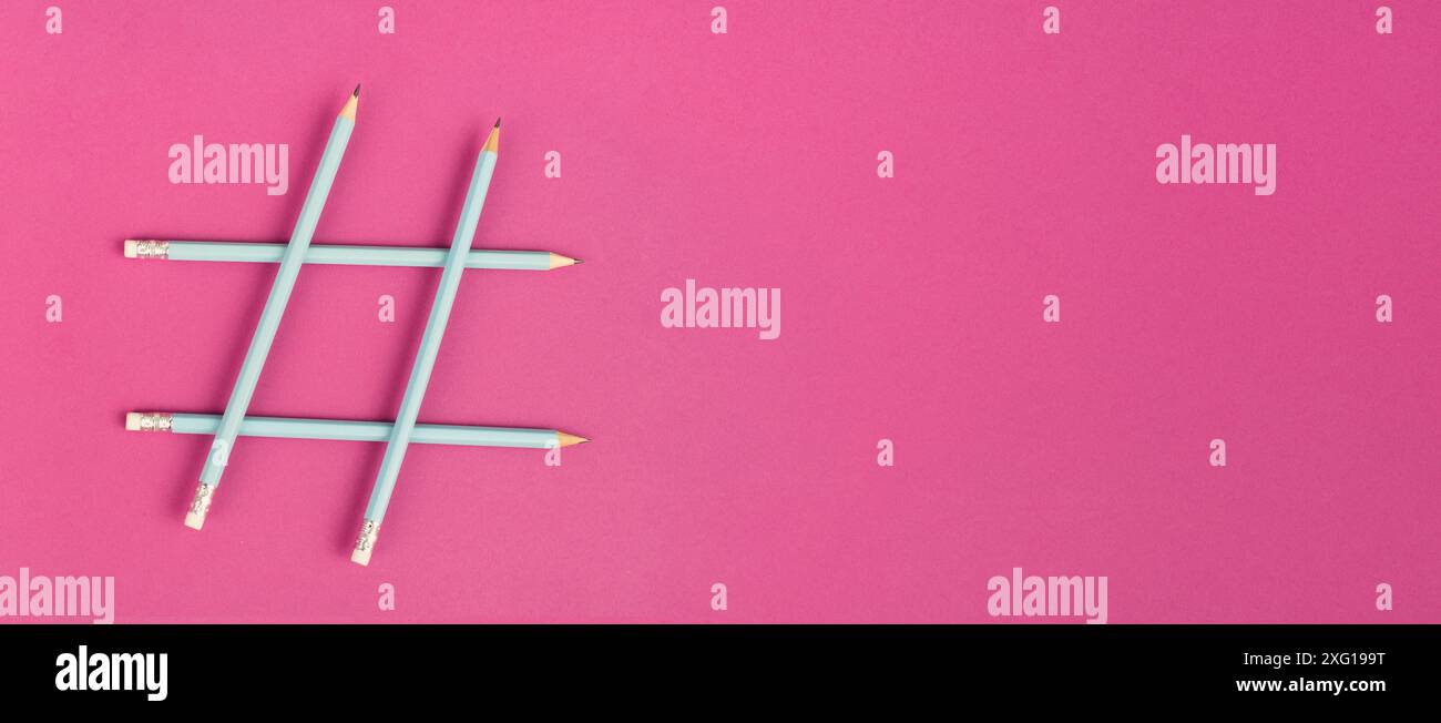 Hashtag made from pencils, social media communication, influencer and ...