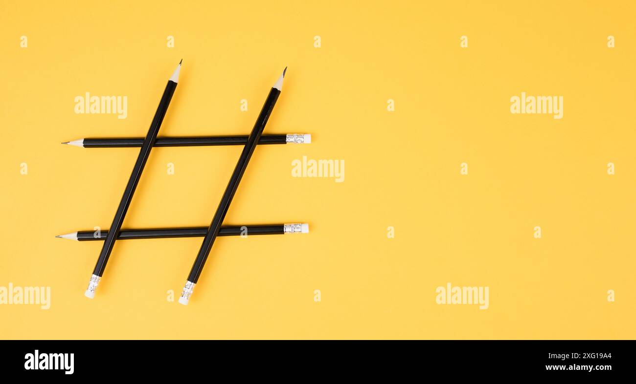 Hashtag made from pencils, social media communication, influencer and ...