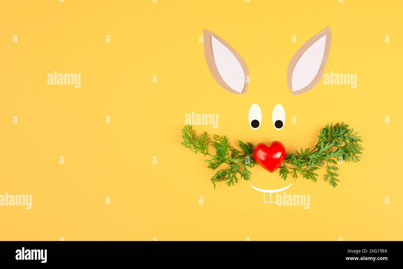 Easter bunny face with a heart shaped nose and whiskers from carrot ...