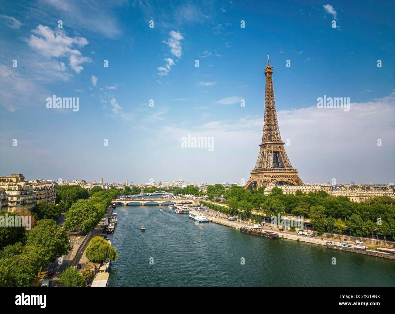 Aerial view of the Eiffel Tower in Paris, France on a beautiful summer day Stock Photo - Alamy