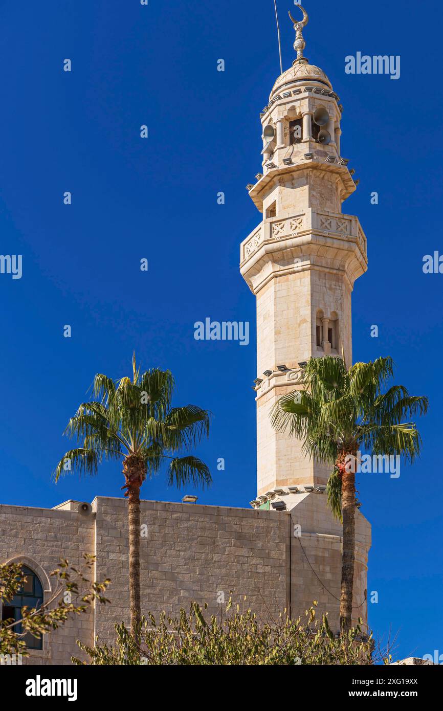 Minarette of the mosque at the square of the Church of the Nativity ...