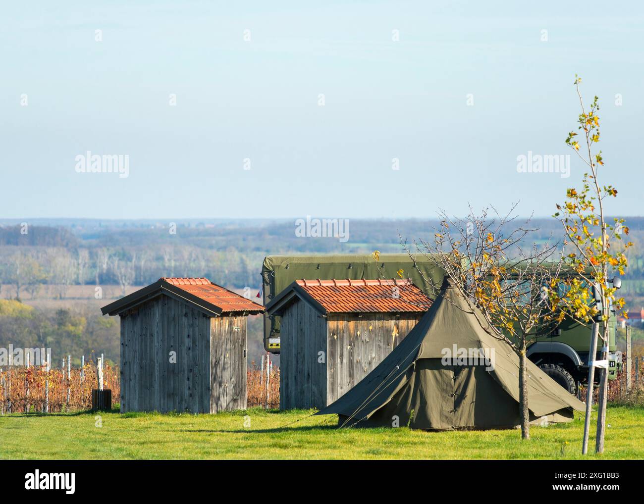 Tent on green border checkpoint Stock Photo - Alamy