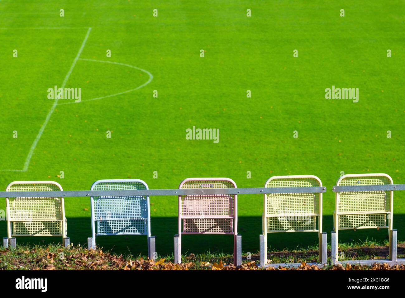 Bench on the Sideline of a Football Field Stock Photo - Alamy