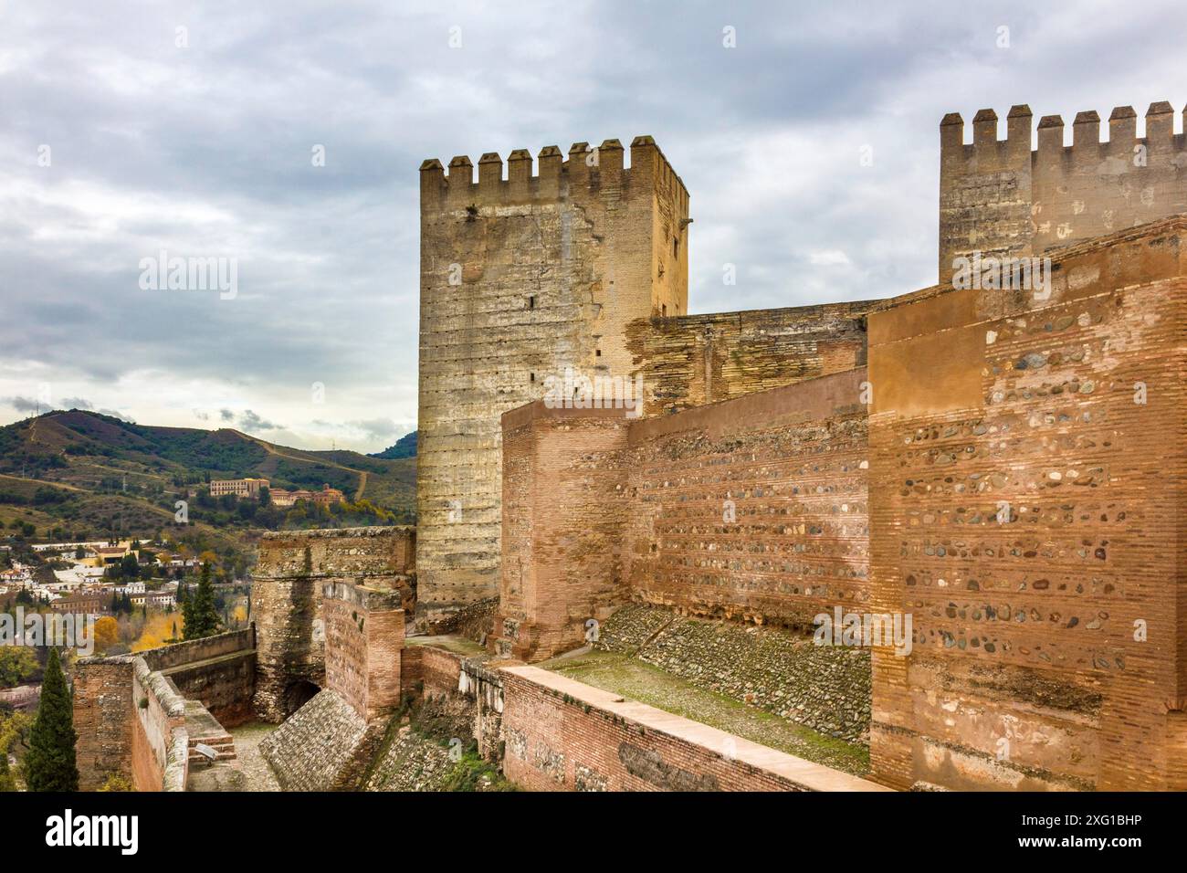 The Alcazaba fortress in famous Alhambra palace in Spain Stock Photo ...