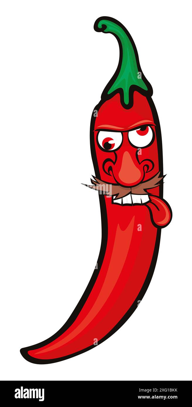 Red chilli pepper cartoon character illustration Stock Photo - Alamy