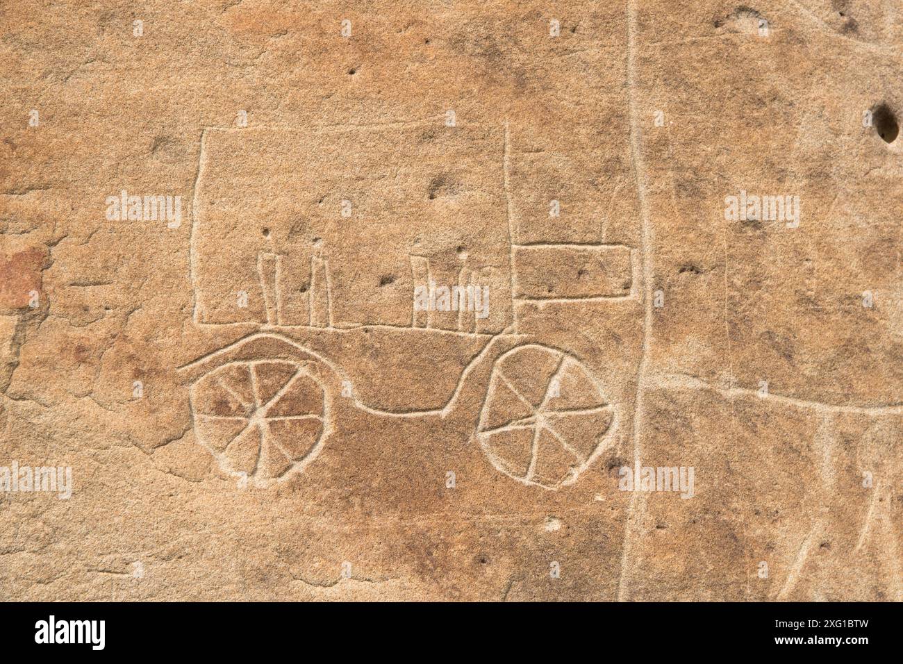 Indian carving in the Writing-on-Stone Provincial Park Stock Photo - Alamy