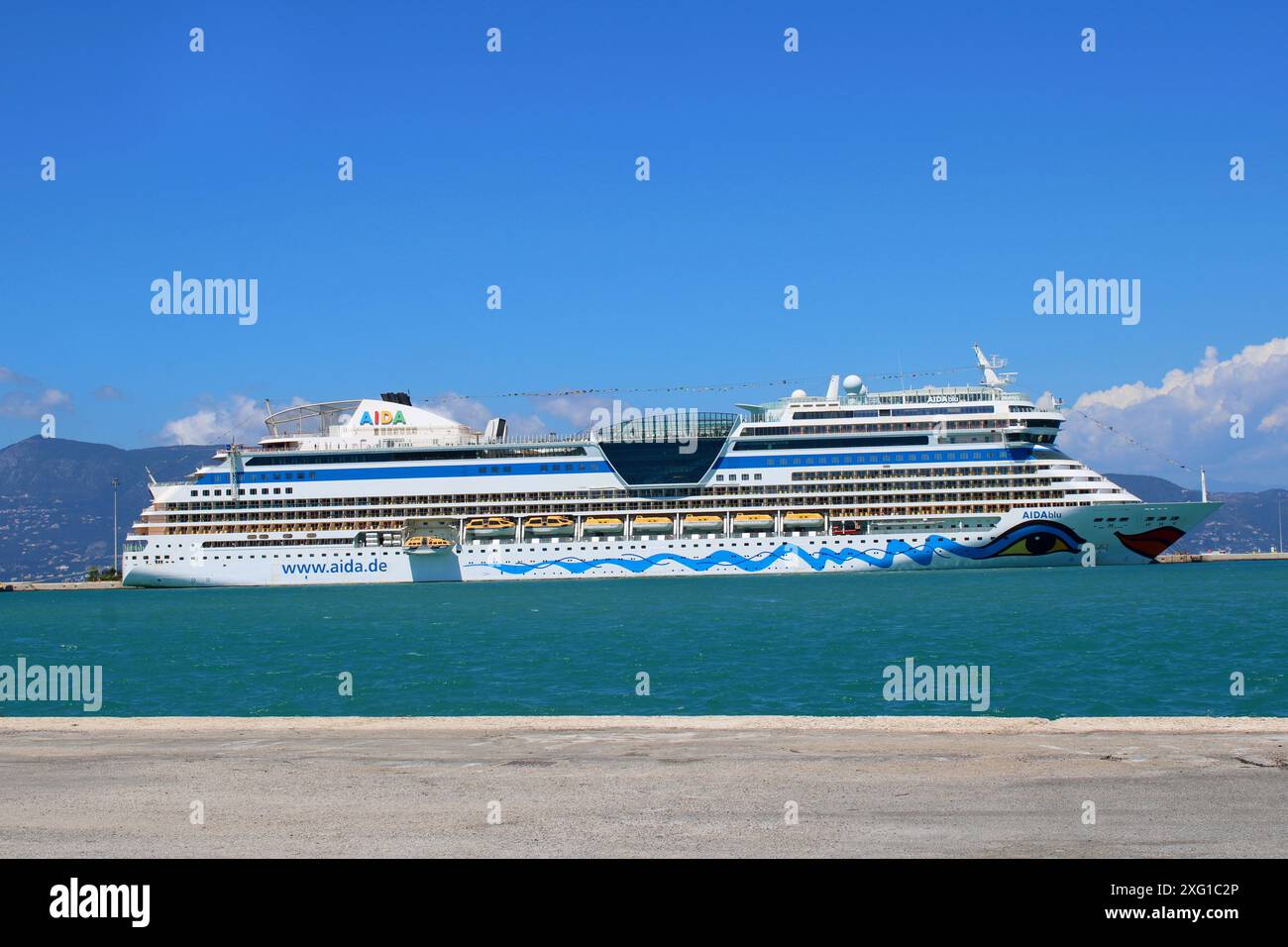 Cruise ship AIDAblu docked at the Port of Corfu Stock Photo - Alamy