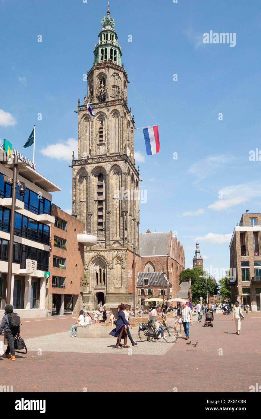 Martinitoren, Martiniturm, church tower of the Martinikerk, Groningen, Netherlands Stock Photo ...