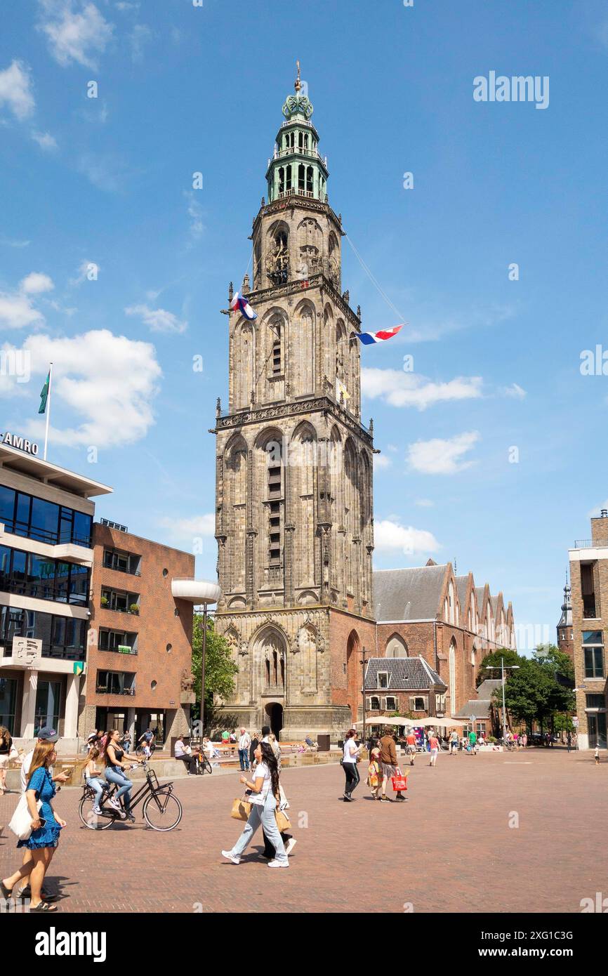 Martinitoren, Martiniturm, church tower of the Martinikerk, Groningen, Netherlands Stock Photo ...