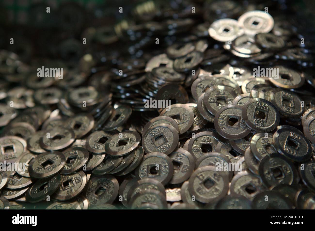 Traditional Balinese coins with hollow known as "pis bolong/jinah ...