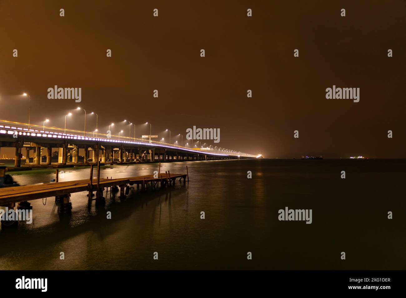 Amazing aerial view of the Penang Bridge in night sky Stock Photo - Alamy