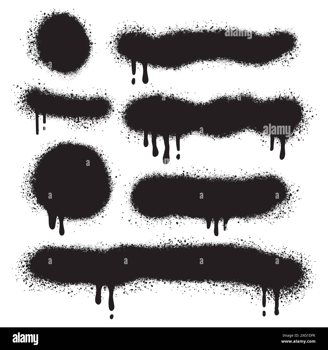Set of graffiti spray banners. Vector spray paint shapes with Lines and ...