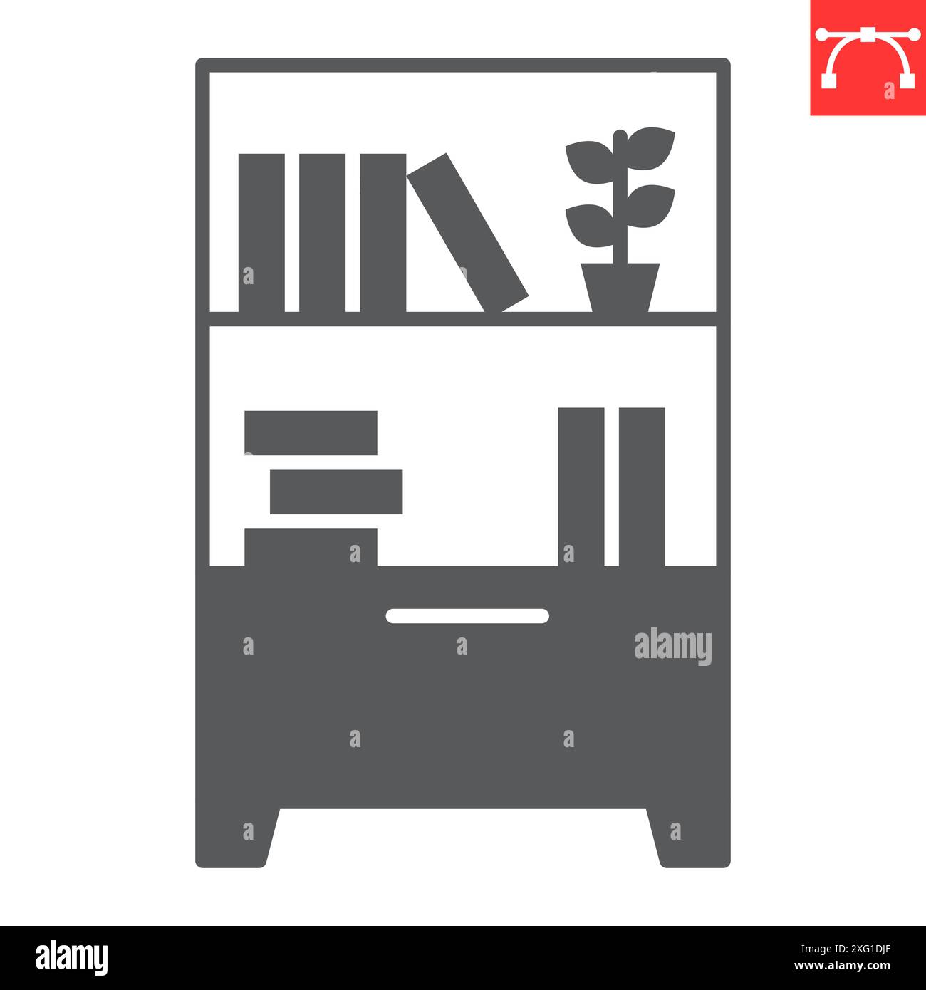 Bookcase silhouette Stock Vector Images - Alamy