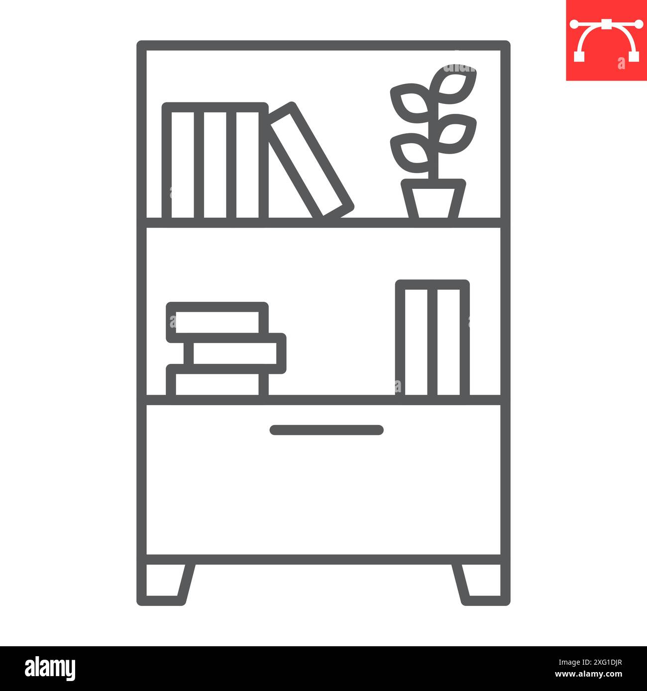 Bookcase silhouette Stock Vector Images - Alamy