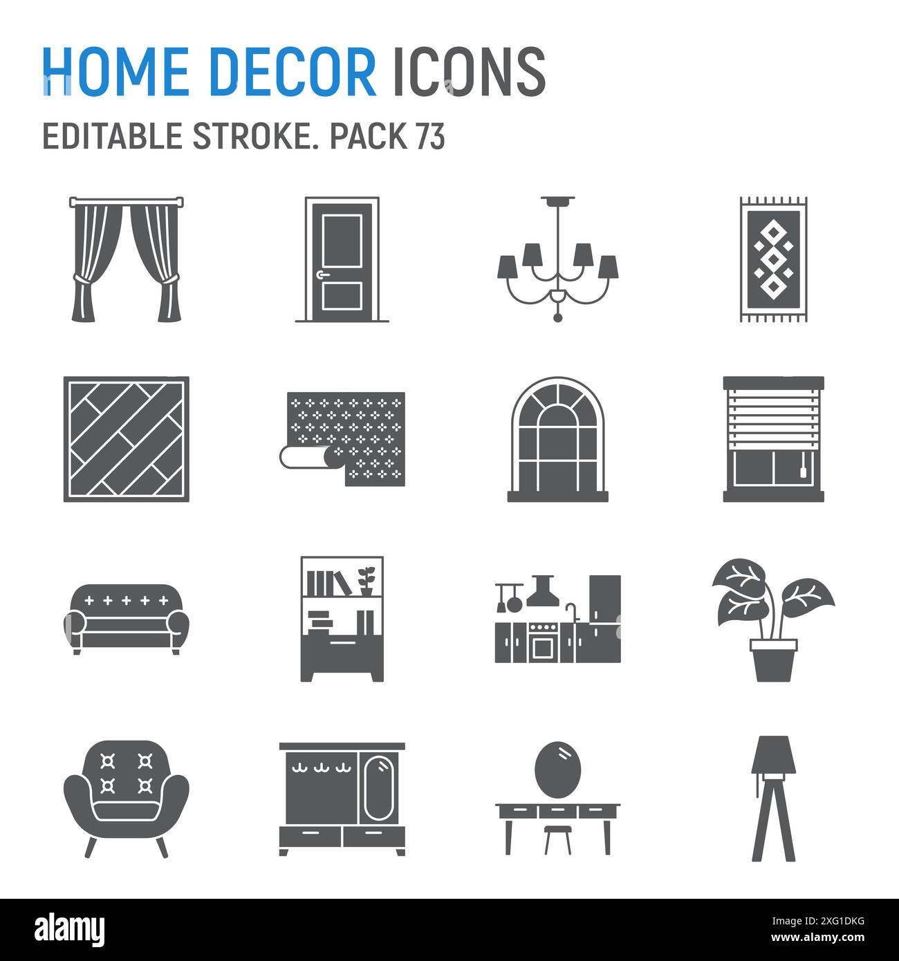 Home decor glyph icon set, decoration collection, vector graphics, logo ...