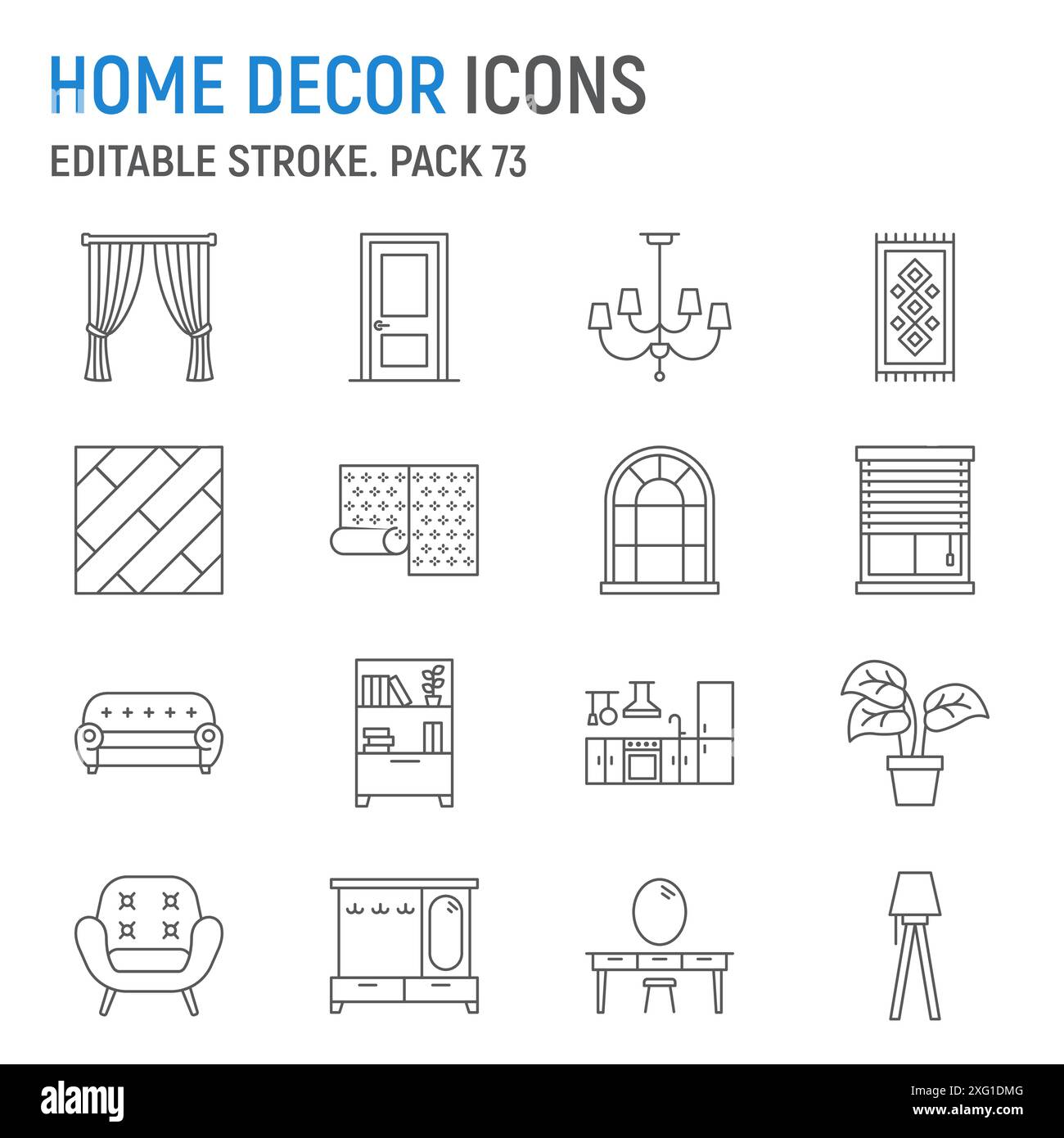 Home decor line icon set, decoration collection, vector graphics, logo ...