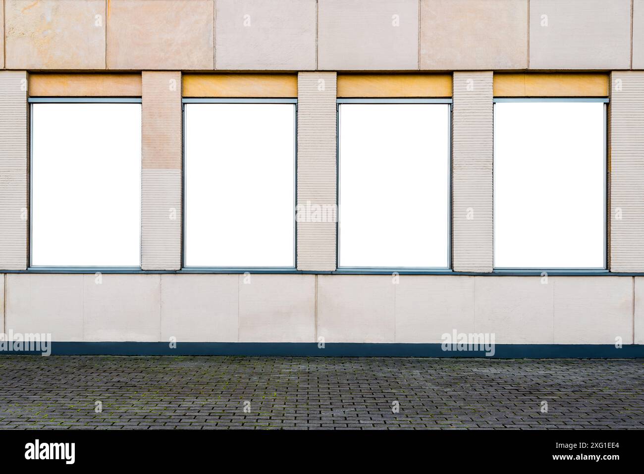 Four Blank Vertical Mockups Of Poster Light Boxes On A Building Wall ...