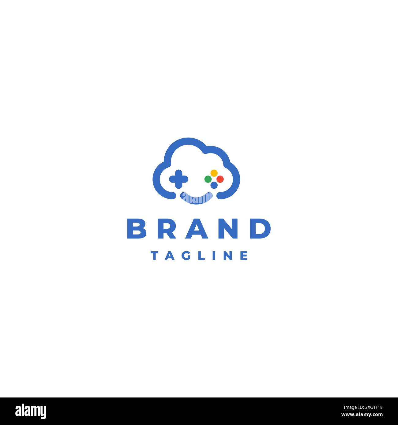 Fun Cloud Game Logo Design. Cloud And Smile Symbol With Game Play ...