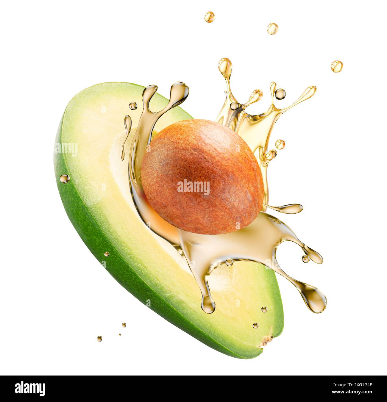 avocado with oil splash isolated on a white background. Clipping path ...