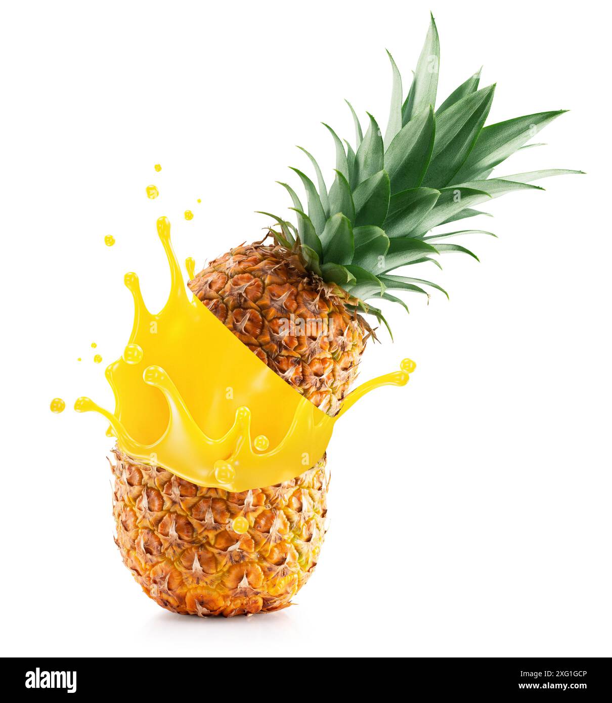 pineapple with juice splash isolated on a white background. Clipping ...