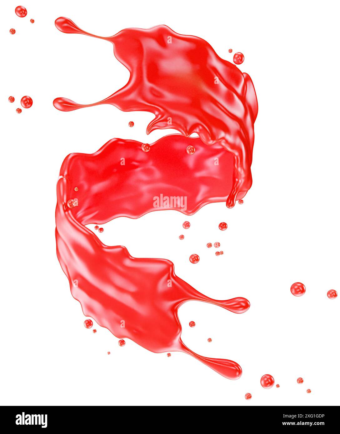 red juice splash isolated on white background. Clipping path. 3d render ...