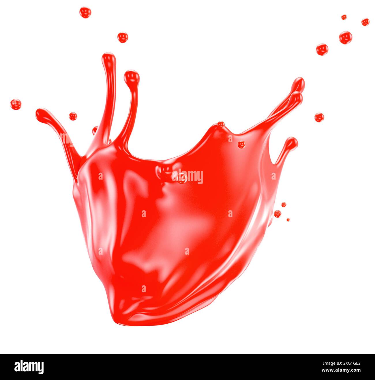 red juice splash isolated on white background. Clipping path. 3d render ...