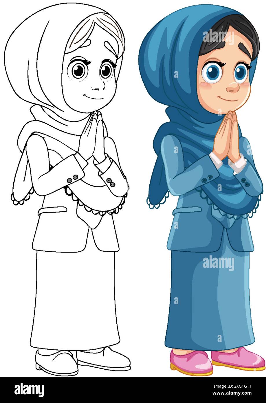 Vector illustration of a Muslim girl character Stock Vector Image & Art ...