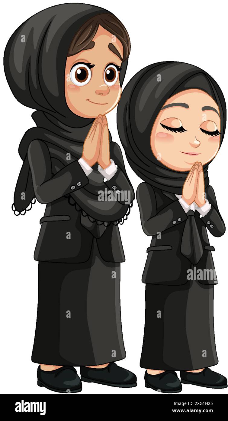 Two girls praying with hands together Stock Vector Image & Art - Alamy