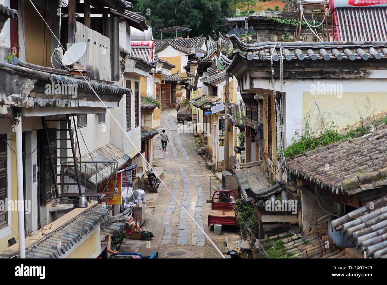 PU'ER, CHINA - JULY 1, 2024 - Tourists visit Bixi Ancient Town in Pu ...