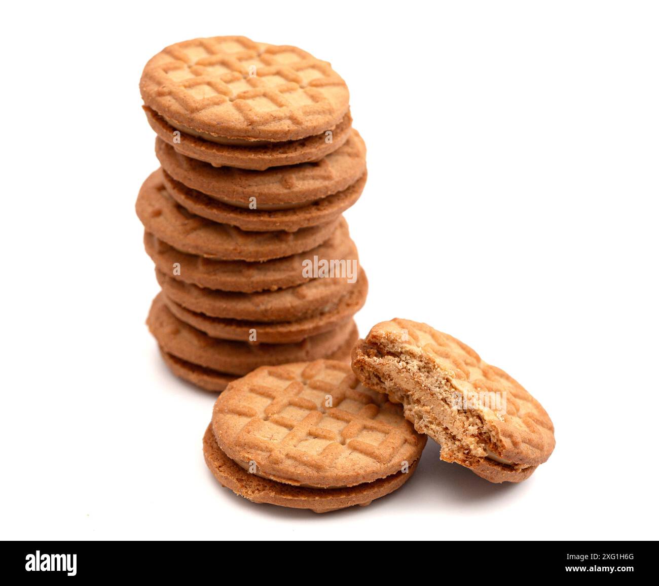 Sweet Round Peanut Butter Sandwhich Biscuit Cookies Stock Photo - Alamy