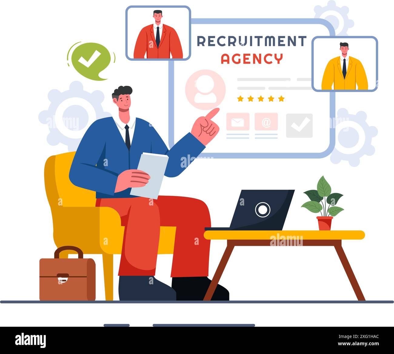 Recruitment Agency Vector Illustration with Managers Selecting ...