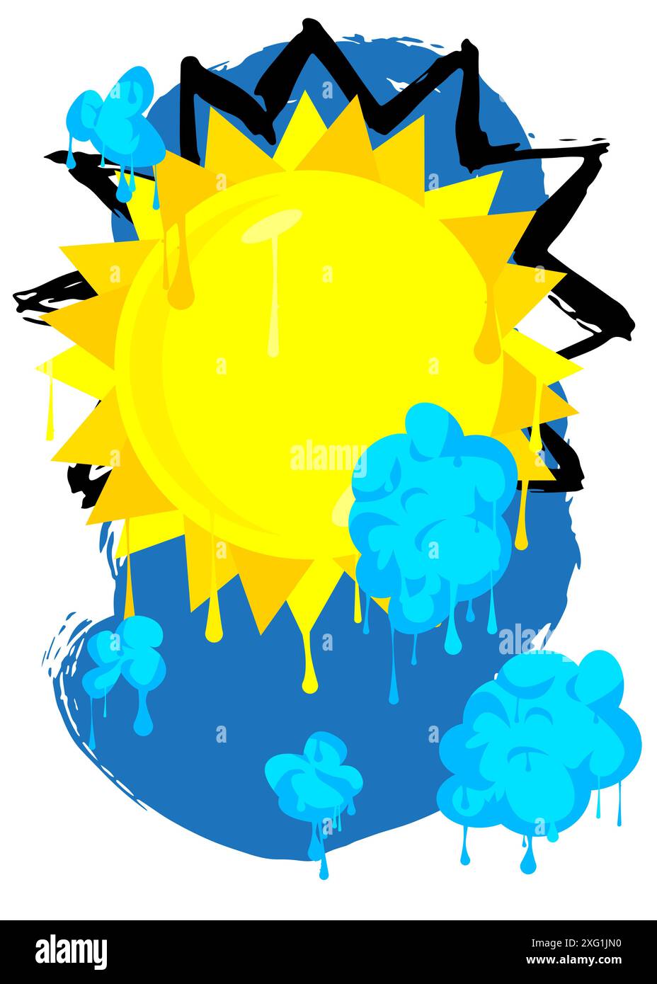 Summer Sun graffiti. Abstract modern street art decoration performed in ...