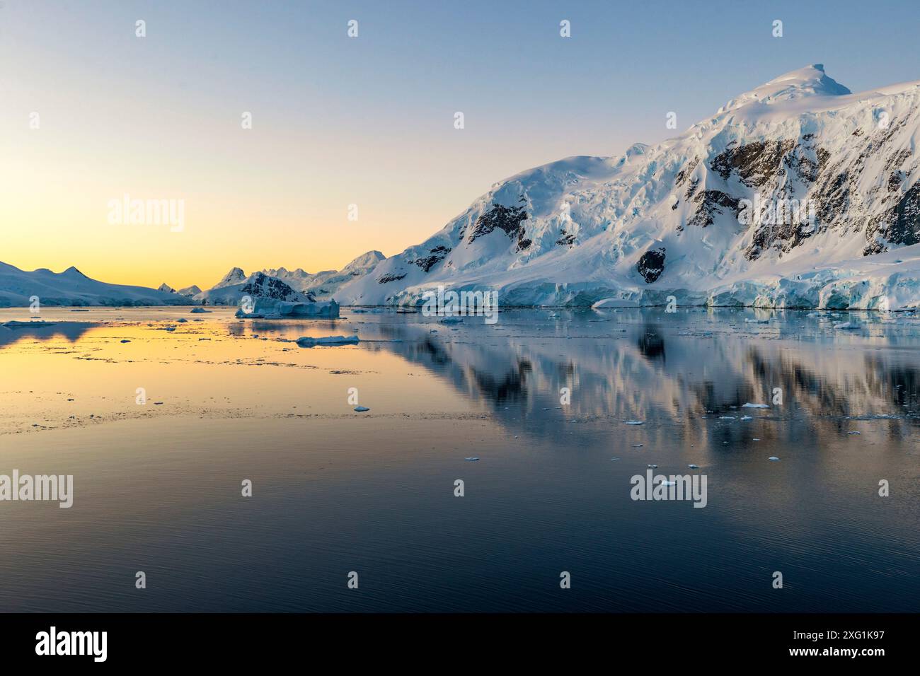 View of Cuverville Island at sunset, Antarctica, Sunday, November 19 ...