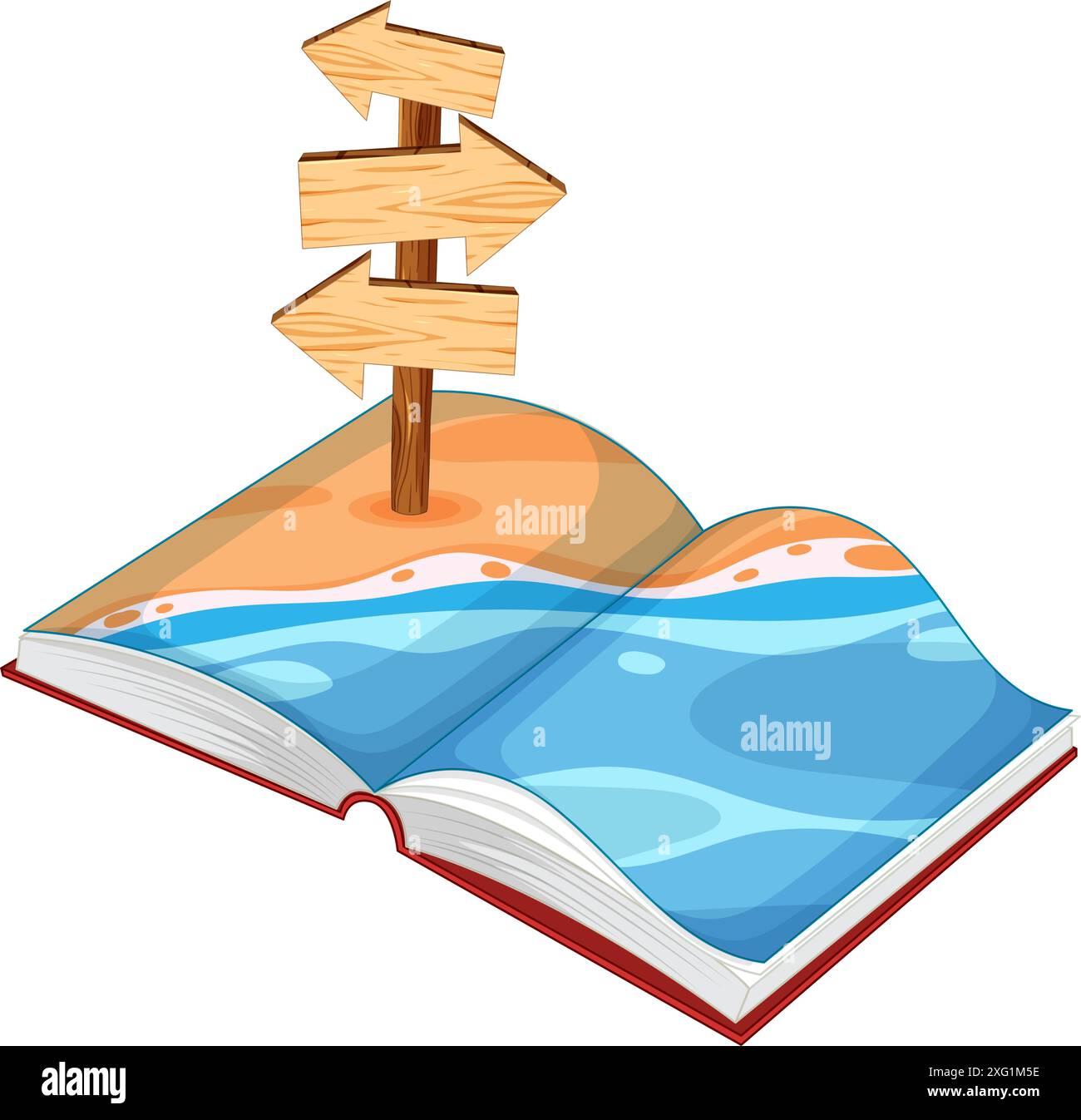 Open book with beach and signpost illustration Stock Vector Image & Art ...