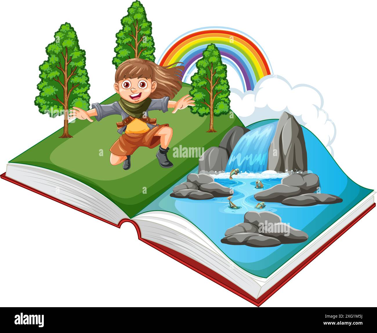Child exploring nature from an open book Stock Vector Image & Art - Alamy