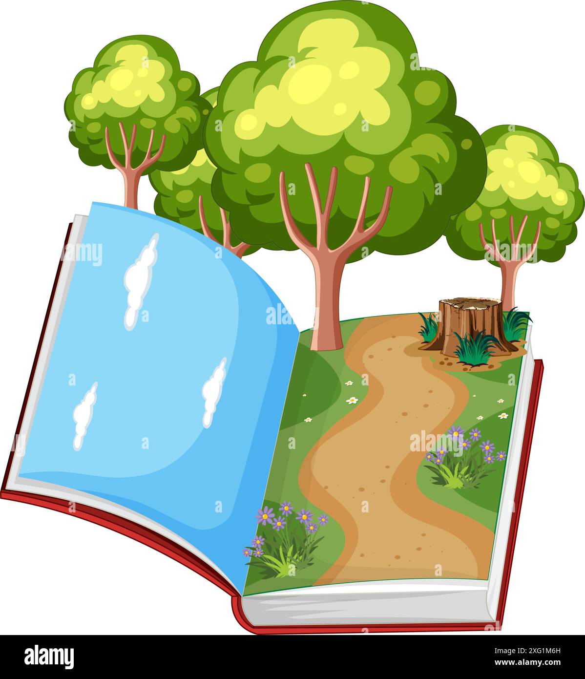 Illustration of a book with a forest scene Stock Vector Image & Art - Alamy
